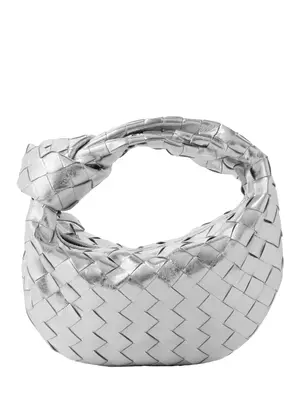 Bottega Veneta Bottega Veneta Jodie Intrecciato Leather Tote Silver