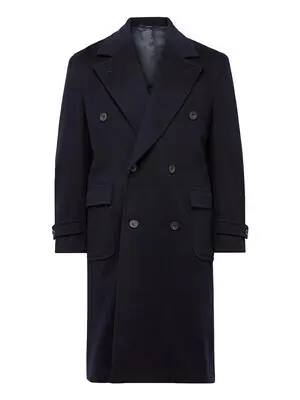 Thom Sweeney Double-breasted Wool And Cashmere-blend Felt Overcoat - Blue