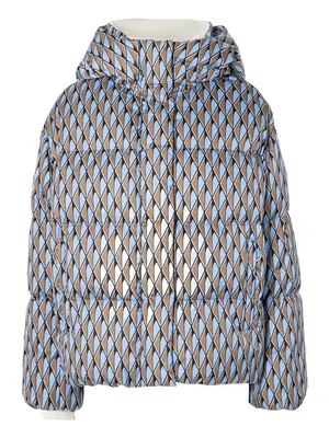 Fusalp Ada Diam Hooded Printed Quilted Down Ski Jacket - Blue