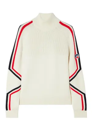 Fusalp Alea Striped Wool-jacquard Turtleneck Sweater - Ivory