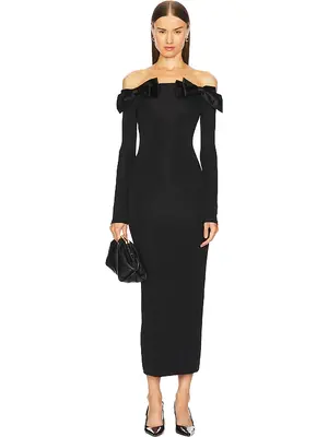 L'academie By Marianna Dinara Midi Dress - Black
