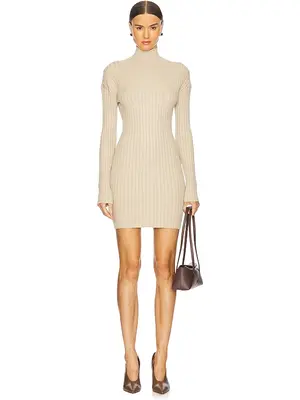 L'academie By Marianna Saro Mini Knit Dress - Oatmeal