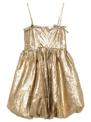 GANNI Pleat-strap Mini Dress - Gold