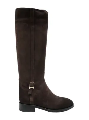 Santoni Suede Knee High Boots - Brown