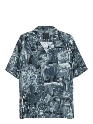 Givenchy Hubert Objects-print Silk Shirt - Blue