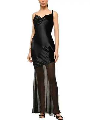 Staud Beaton Velvet Mixed Media Dress - Black