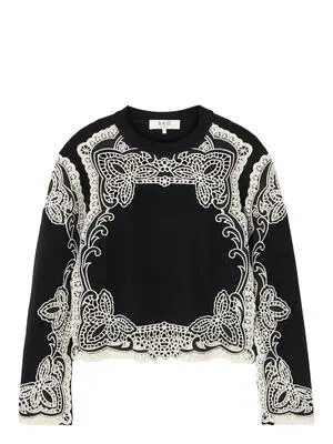 Sea Gianna Broderie Anglaise-paneled Wool Sweater - Black