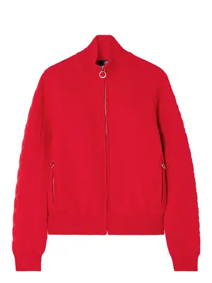 Fusalp Nuria Jacquard-knit Wool-blend Turtleneck Cardigan - Red