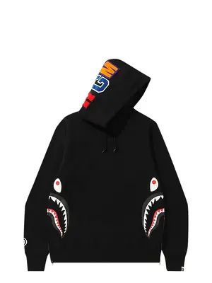 A BATHING APE Shark Wide Zip Pullover Hoodie - Black