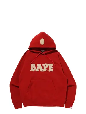 A BATHING APE Logo Relaxed Fit Pullover Hoodie - Red