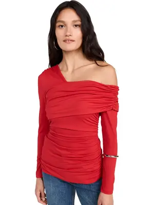 Susana Monaco Off-shoulder Top - Perfect Red