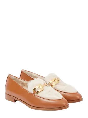 AQUAZZURA Brandi Shearling Loafers - Brown