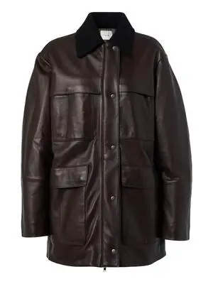 Vince Wool-trimmed Leather Jacket - Black