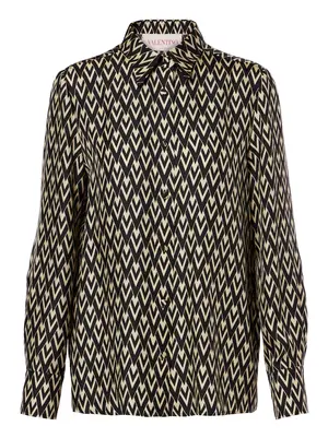 Valentino Garavani Toute La V Silk Twill Shirt - Black