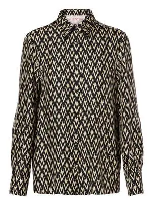 Valentino Garavani Toute La V Silk Twill Shirt - Black