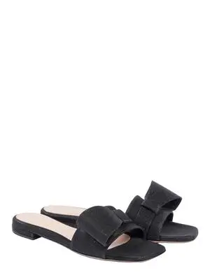 GIANVITO ROSSI Bow Detailing Flat Slides - Black
