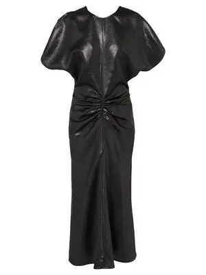 Victoria Beckham Gathered Lamé Midi Dress - Black