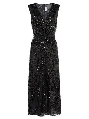 Victoria Beckham Sequined Midi Dress - Black