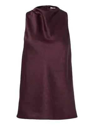 Vince Draped Satin Top - Burgundy