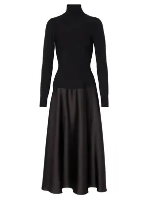 Simkhai Frances Knitted Satin Midi Dress - Black