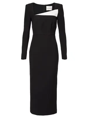 Roland Mouret Paneled Crêpe Midi Dress - Black