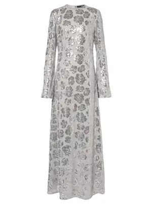 Remain Birger Christensen Floral Sequined Chiffon Maxi Dress - Grey