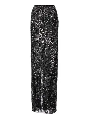 Victoria Beckham Sequined High-rise Tulle Maxi Skirt - Black