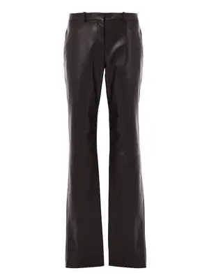 THE ROW Selviese Leather Straight Pants - Brown