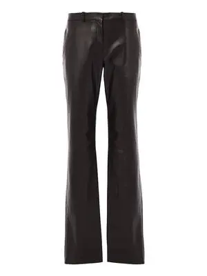 THE ROW Selviese Leather Straight Pants - Brown