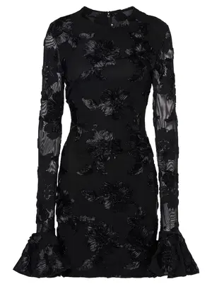 ROTATE BY BIRGER CHRISTENSEN Floral Embroidered Mini Dress - Black