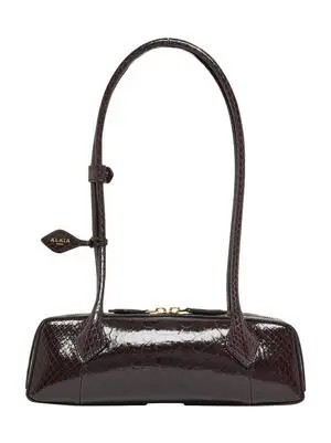 Alaïa ALAIA Le Teckel Small Lizard Shoulder Bag Brun Fume