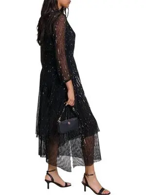 Maje Reota Sequined Midi Dress - Black