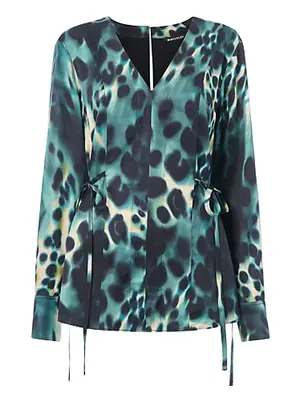 Whistles Woven Leopard Print V-neck Blouse - Multi-coloured