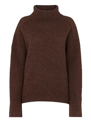 Whistles Roll Neck Knitted Wool Jumper - Brown