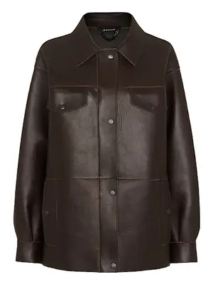 Whistles Oversized-fit Bonded Leather Jacket - Brown
