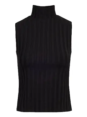 REFORMATION Maison Ribbed High-neck Stretch-jersey Top - Black