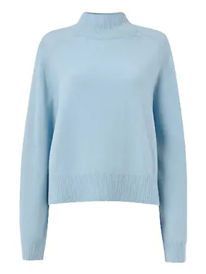 Whistles Funnel-neck Relaxed-fit Wool Jumper - Pale Blue