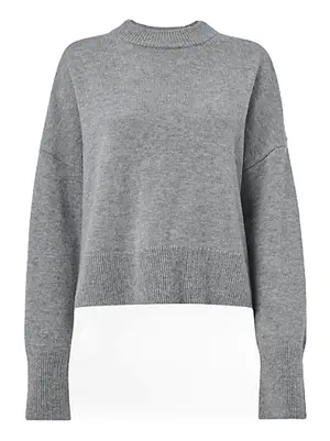 Whistles Split-back Wool And Cashmere-blend Jumper - Grey