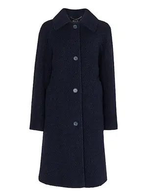 Whistles Romy Collared Boucle Wool-blend Coat - Navy