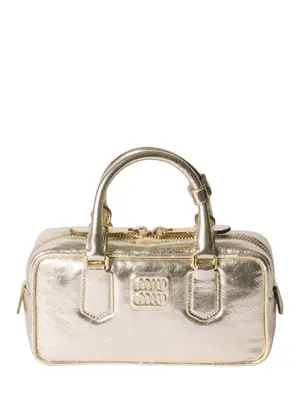 Miu Miu Leather Arcadie Top-Handle Bag Metallic