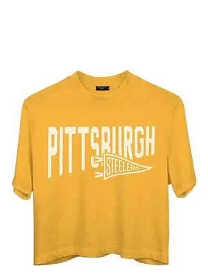 Junk Food Clothing Nfl Pittsburgh Steelers Dual Threat Crop Tee - Mustard