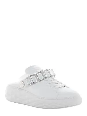 JIMMY CHOO Diamond Embellished Platform Slingback Sneakers - White/crystal