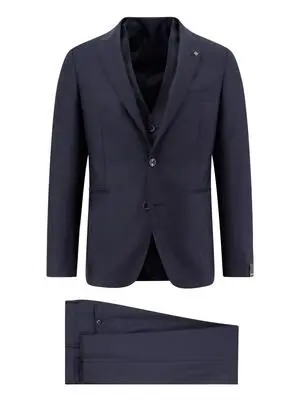 Tagliatore Virgin Wool Suit With Vest - Blue