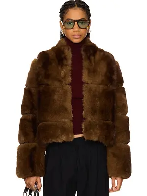 Apparis Sai Short Faux Fur Coat - Mink