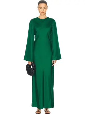 RÓHE Minimal Wide Sleeved Silk Dress - Emerald