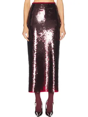 SEV Sequin Midi Skirt - Burgundy