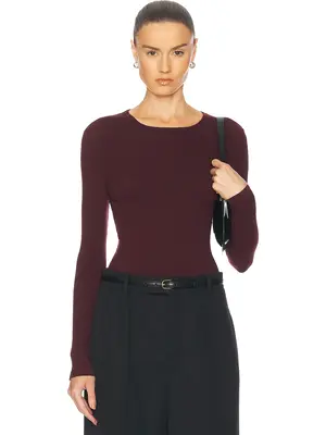 Sablyn Quincy Long Sleeve Fitted Crewneck Top - Bordeaux