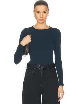 Sablyn SABLYN Quincy Long Sleeve Fitted Crewneck Top Compass