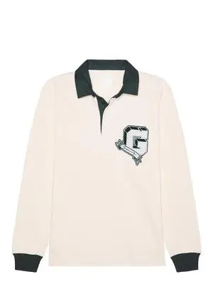 Givenchy Rugby Long Sleeve Polo In Cream - White & Green