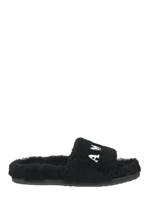 Amiri Shearling Slide Sandals Black